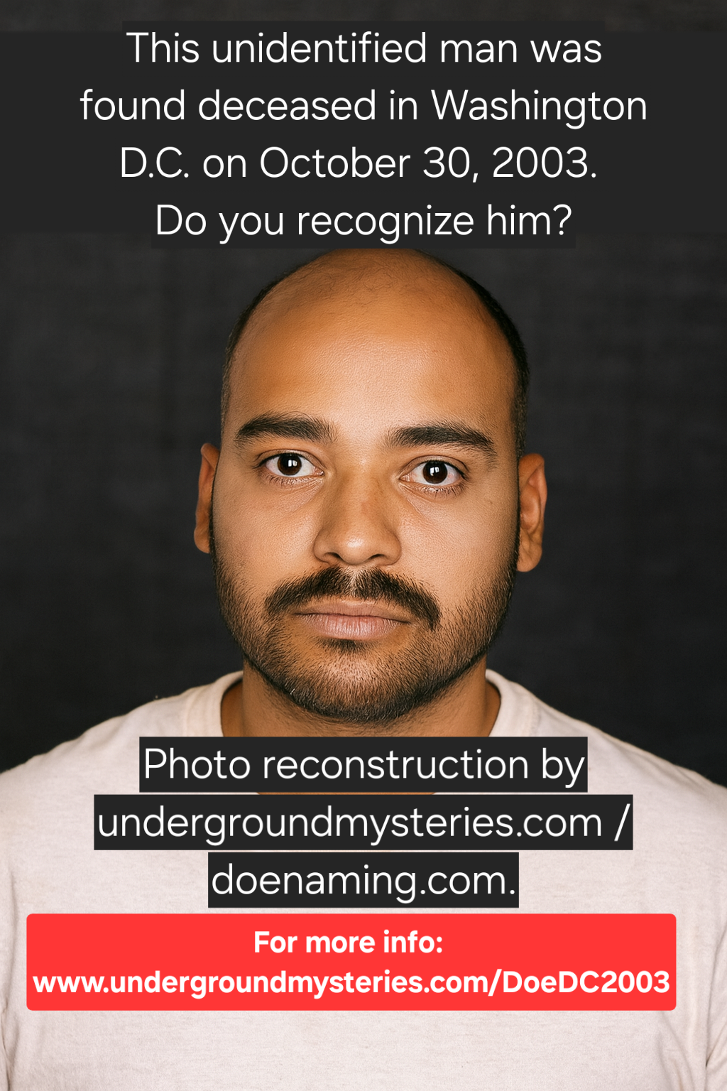 An unidentified man was located deceased in Washington D.C. on October ...